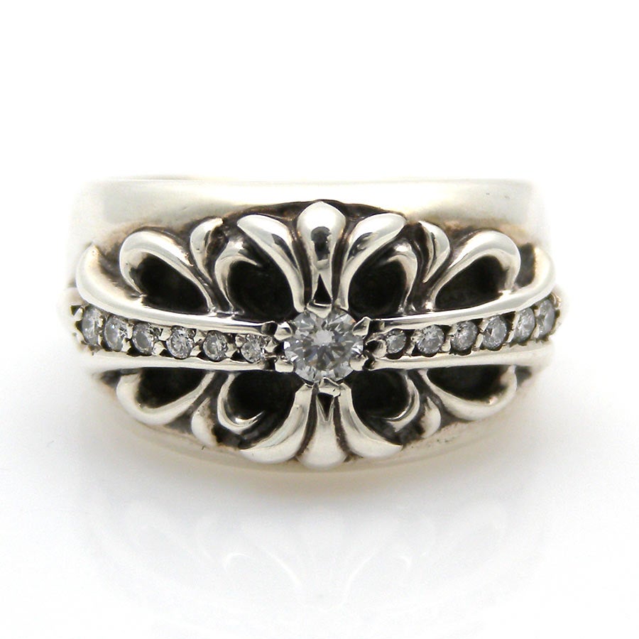 Authentic [Chrome Hearts] FLORAL CROSS PAVE DIAMOND RING | Chrome ...